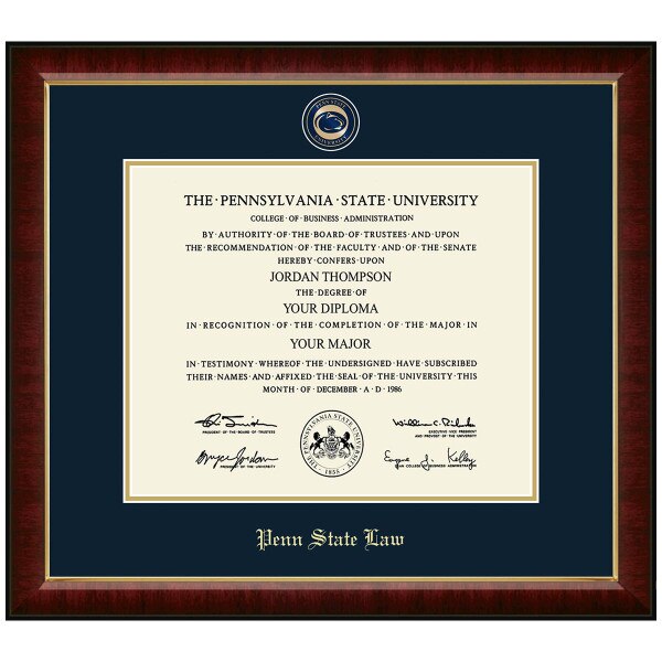 #122 Diploma Frame Penn State Law Masterpiece Medallion Murano (Cherry ...